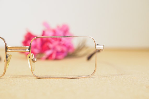 Vintage Eyeglasses 1960s Rectangular shape Gold Tone … - Gem