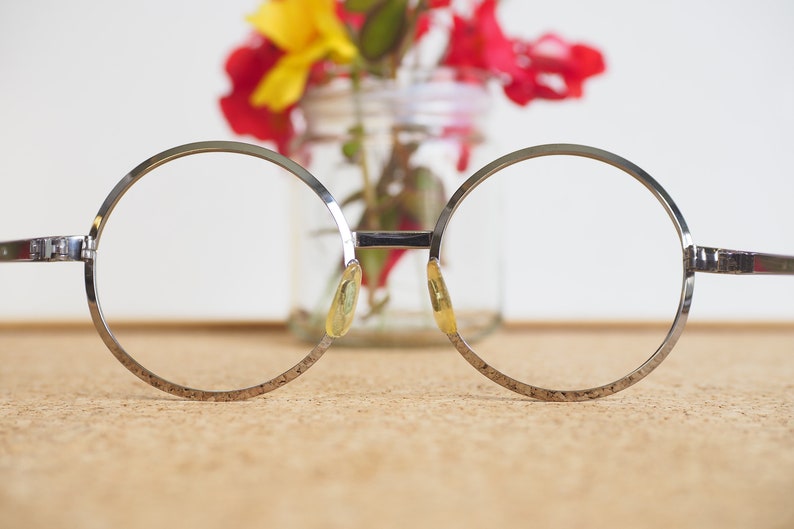 Vintage Eyeglasses Round Shape 1960s Silver Tone Made in Japan Pop Art ...