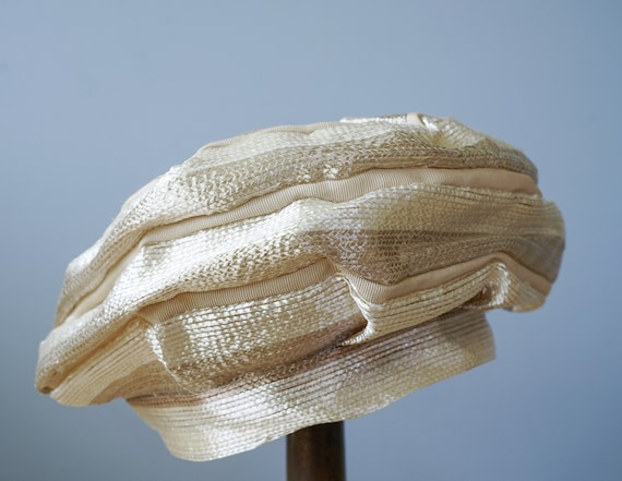 Vintage 1940s Straw Tam Beret Hat, Tilt Hat, 1940s-5… - Gem