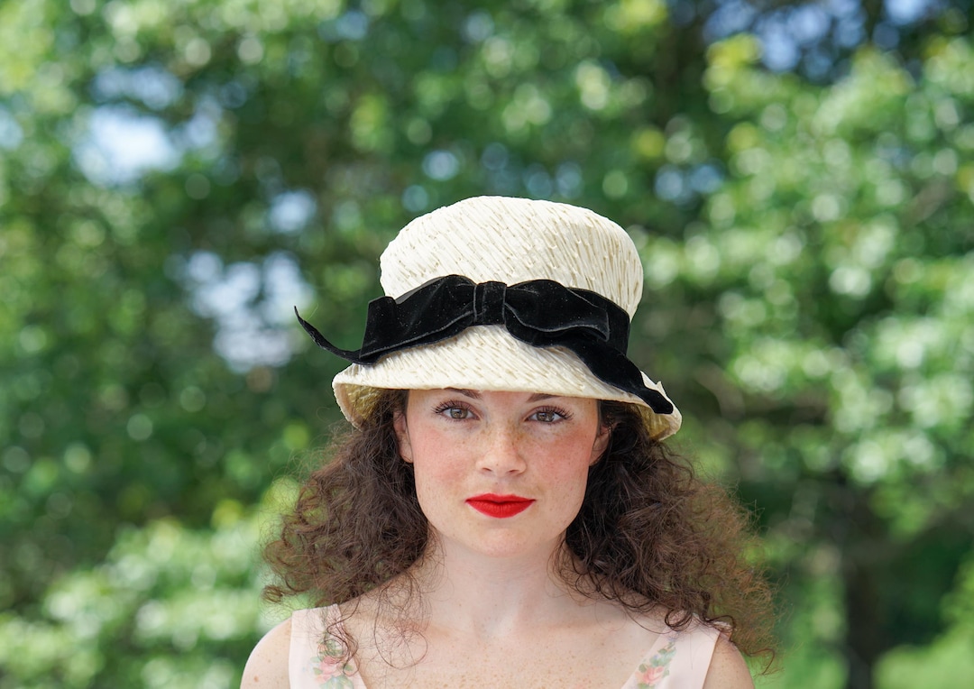 Vintage Straw Bucket Hat, 1950s-60s Hat, Vintage Hat, Vintage Women Hat ...