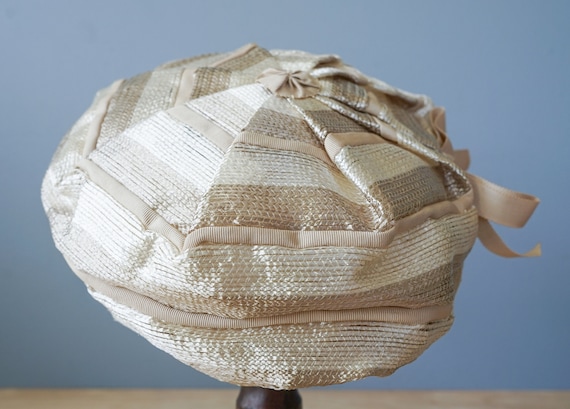 Vintage 1940s Straw Tam Beret Hat, Tilt Hat, 1940s-5… - Gem