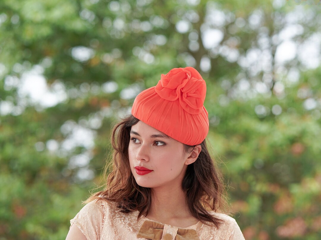 Vintage Floral Pixie Hat, Pillbox Hat, 1950s-60s Hat, Vintage Hat, Tea ...