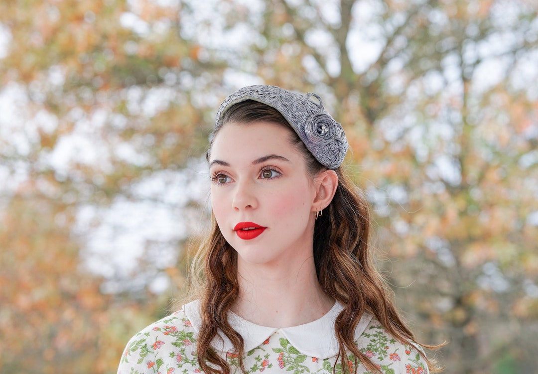 Vintage Straw Floral Half Hat, Vintage Hat, 1950s Hat, Women Hat ...