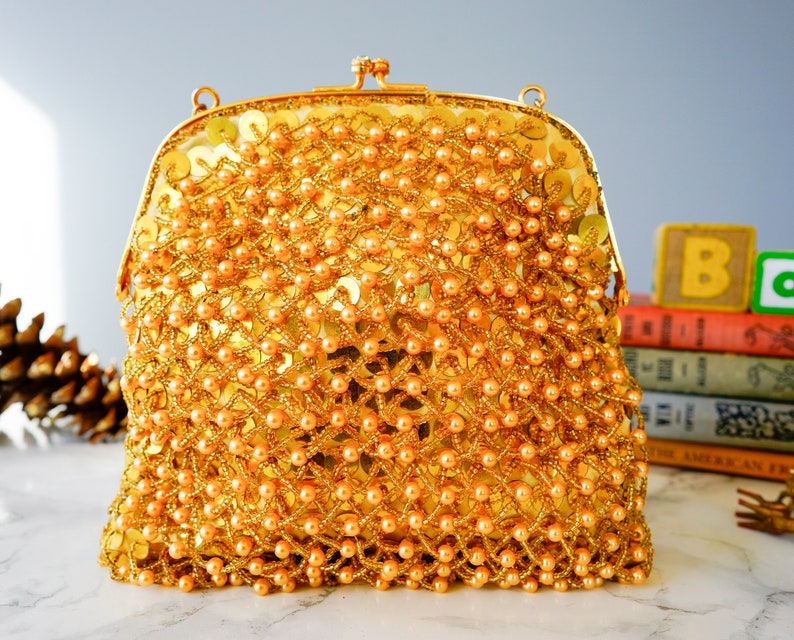 Vintage Faux Pearl and Bead Purse by Richere/ Beaded Bag/ | Etsy