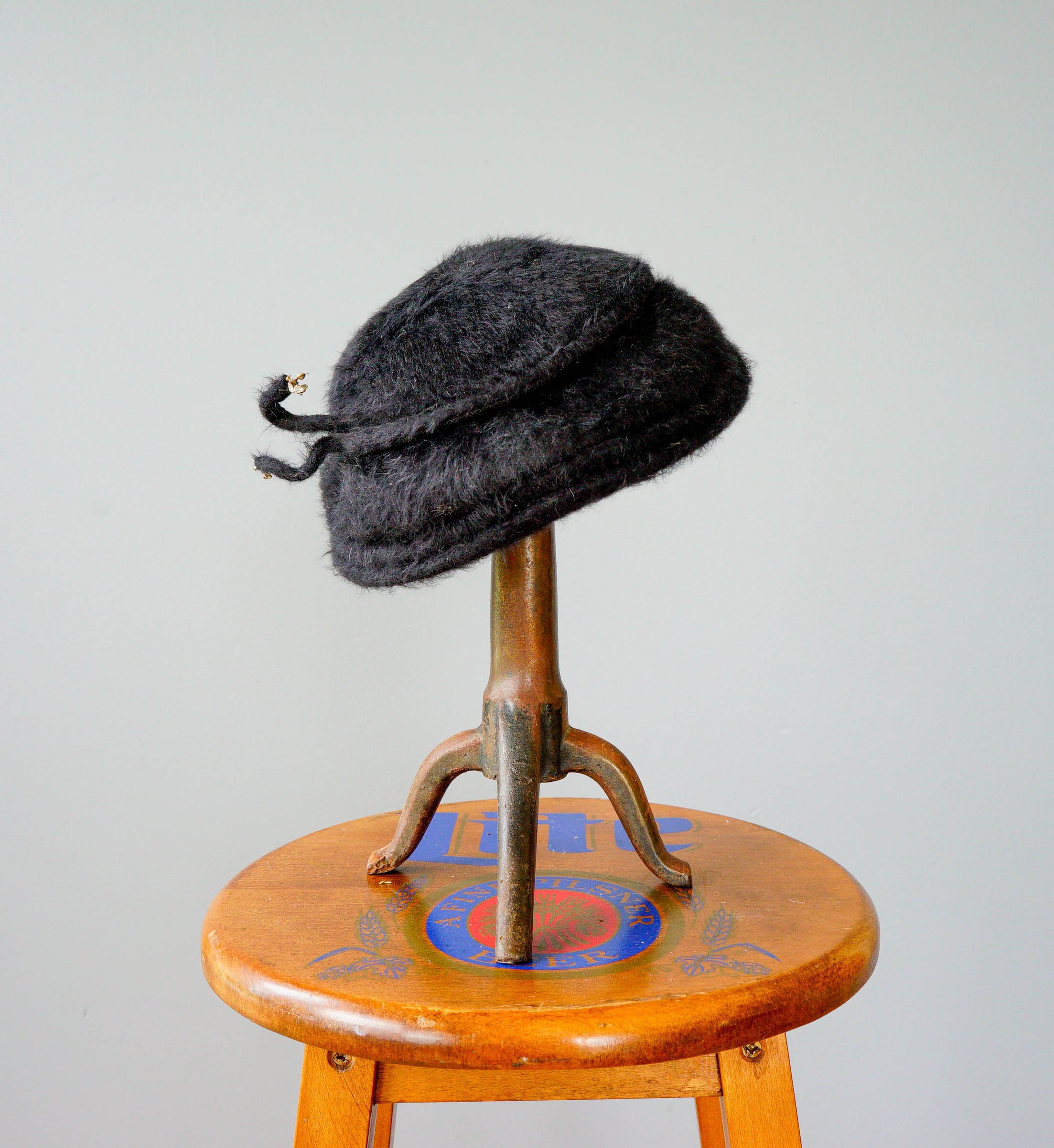 Vintage Black Fur Felted Half Hat, Tilt Hat, Vintage Hat, 1950s Hat ...