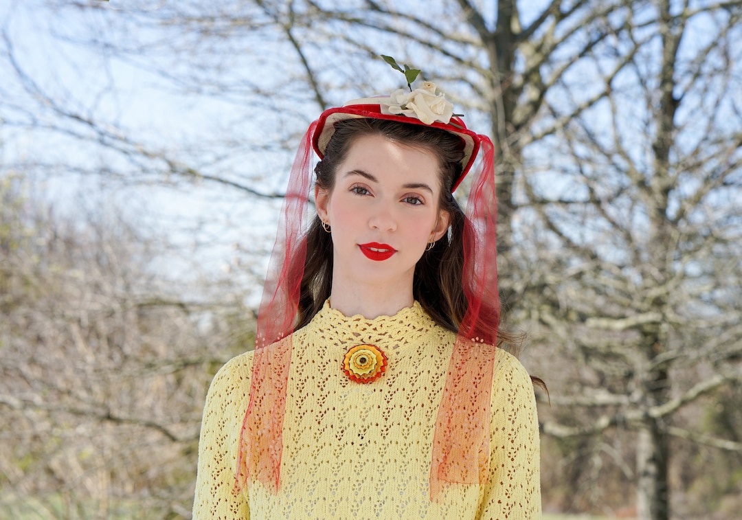 Vintage Floral Half Hat, Easter Bonnet Hat, 1950s-60s Hat, Vintage Hat ...