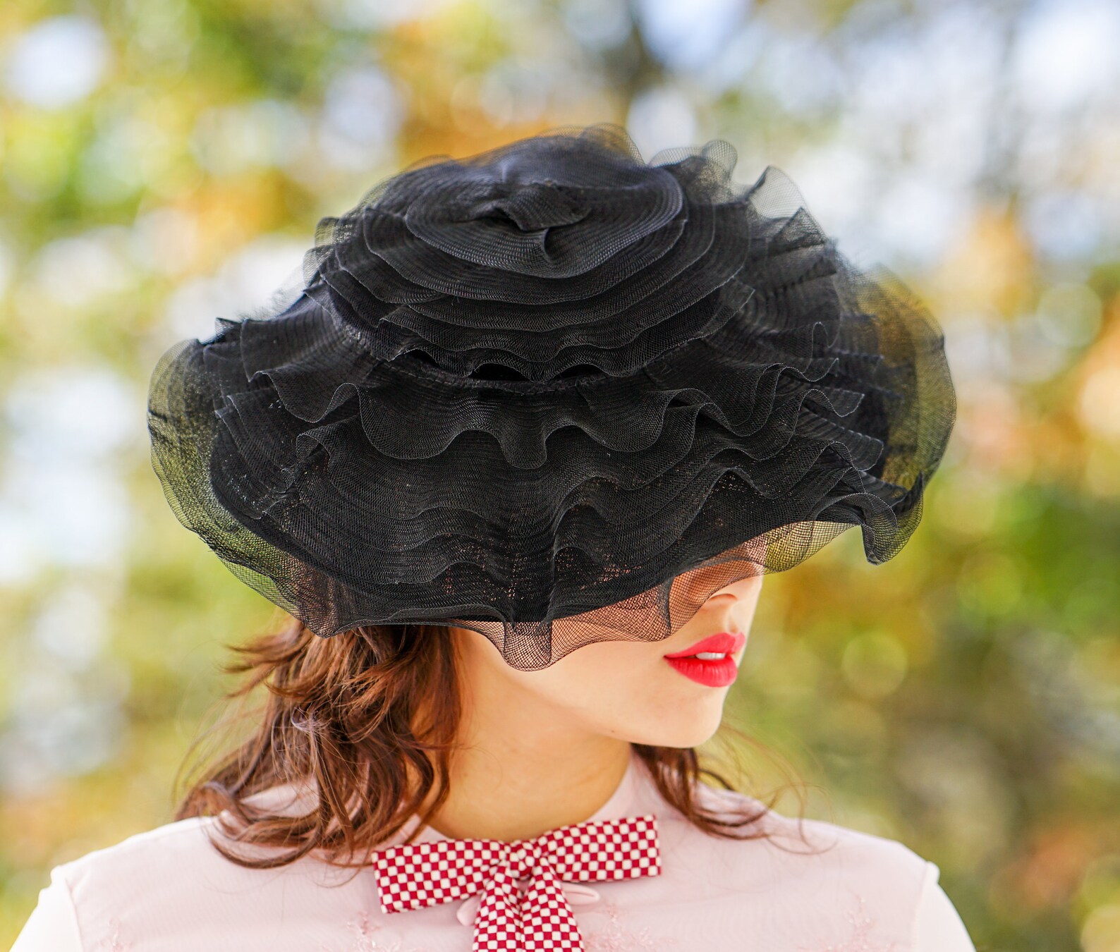 Vintage Ruffle Cartwheel Hat Vintage Tilt Hat 1940s-50s Hat - Etsy