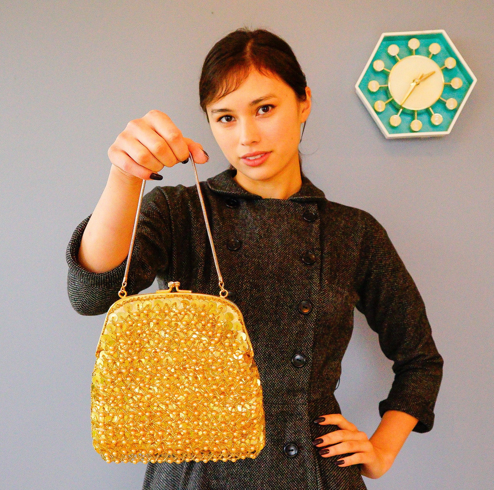 Vintage Faux Pearl and Bead Purse by Richere/ Beaded Bag/ 1950s Purse ...