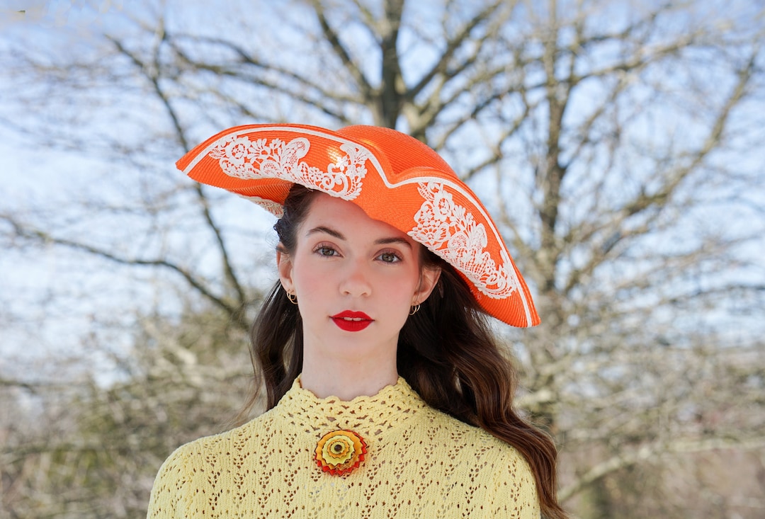 Vintage Straw Lace Tricorne Hat, Vintage Church Hat, 1980s Hat, Vintage ...