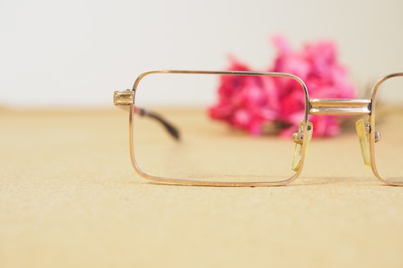Vintage Eyeglasses 1960s Rectangular shape Gold Tone … - Gem