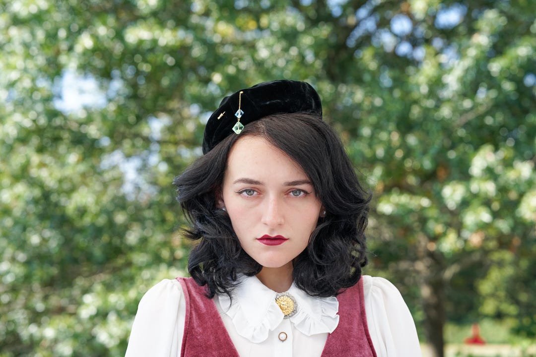 Vintage Velvet Beret Hat Crystal Hat Pin, 1950s Hat, Tam Hat, Vintage ...