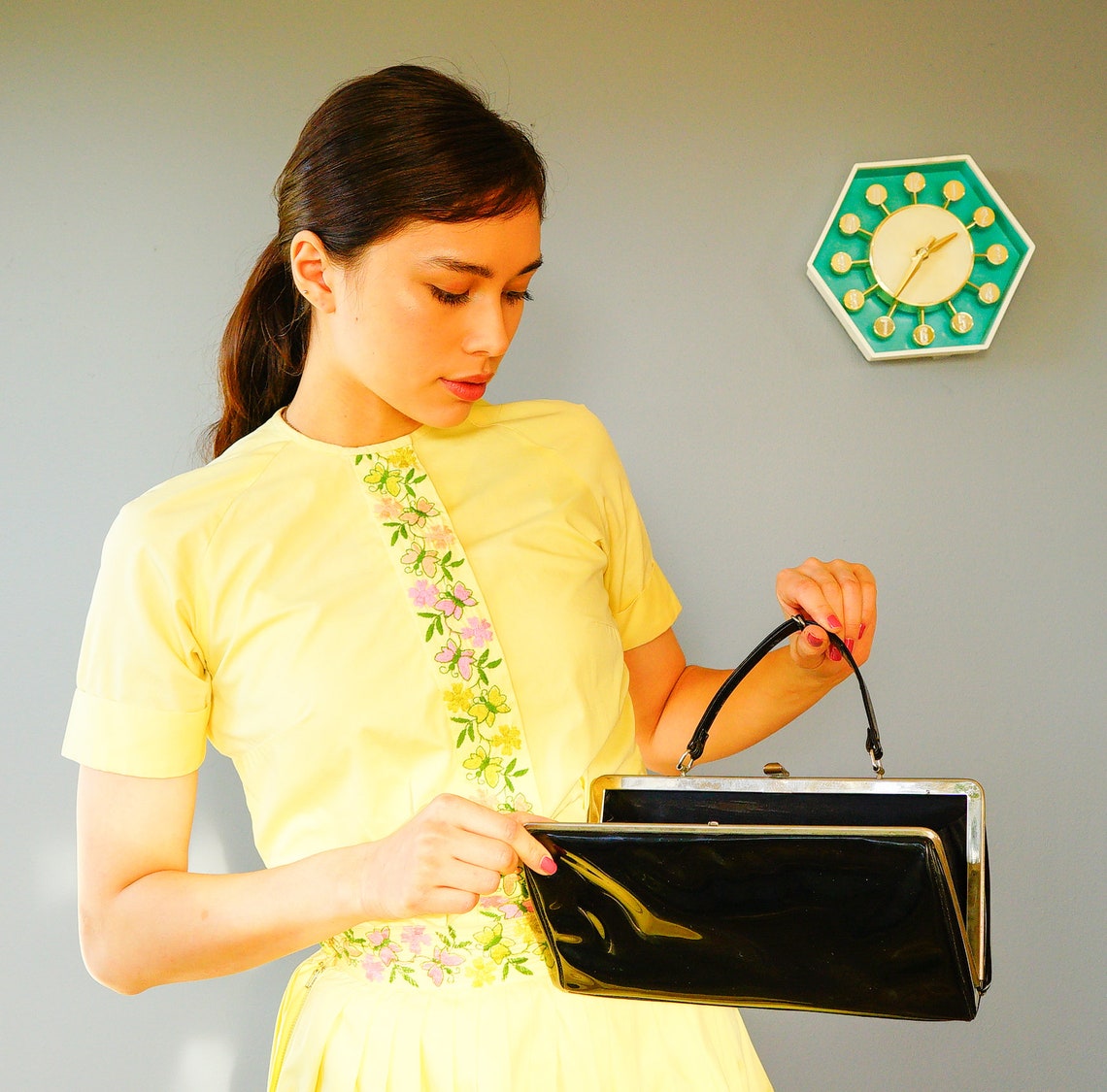 Vintage Patent Leather Frame Purse/ 1950s-60s Purse/ Vintage Handbag ...