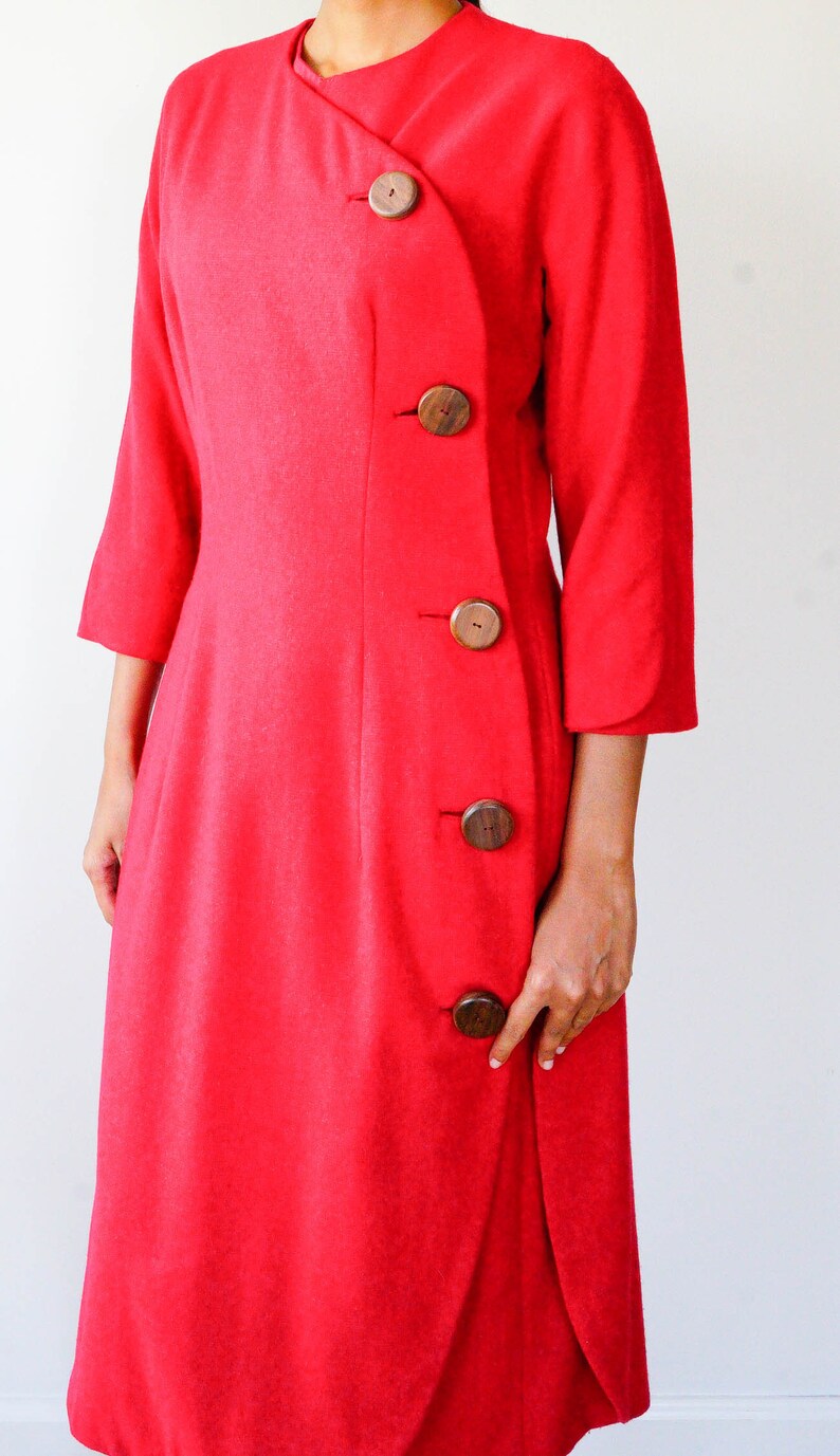Vintage 1960s Red Dress Size M-L/ 1960s Dress/ Vintage Dress/ Retro ...