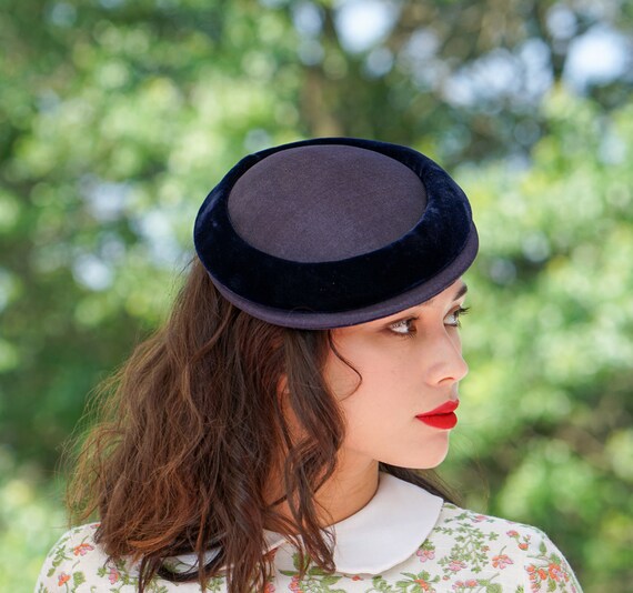 Vintage Half Hat, Vintage tilt Hat, Vintage Hat, 1950… - Gem