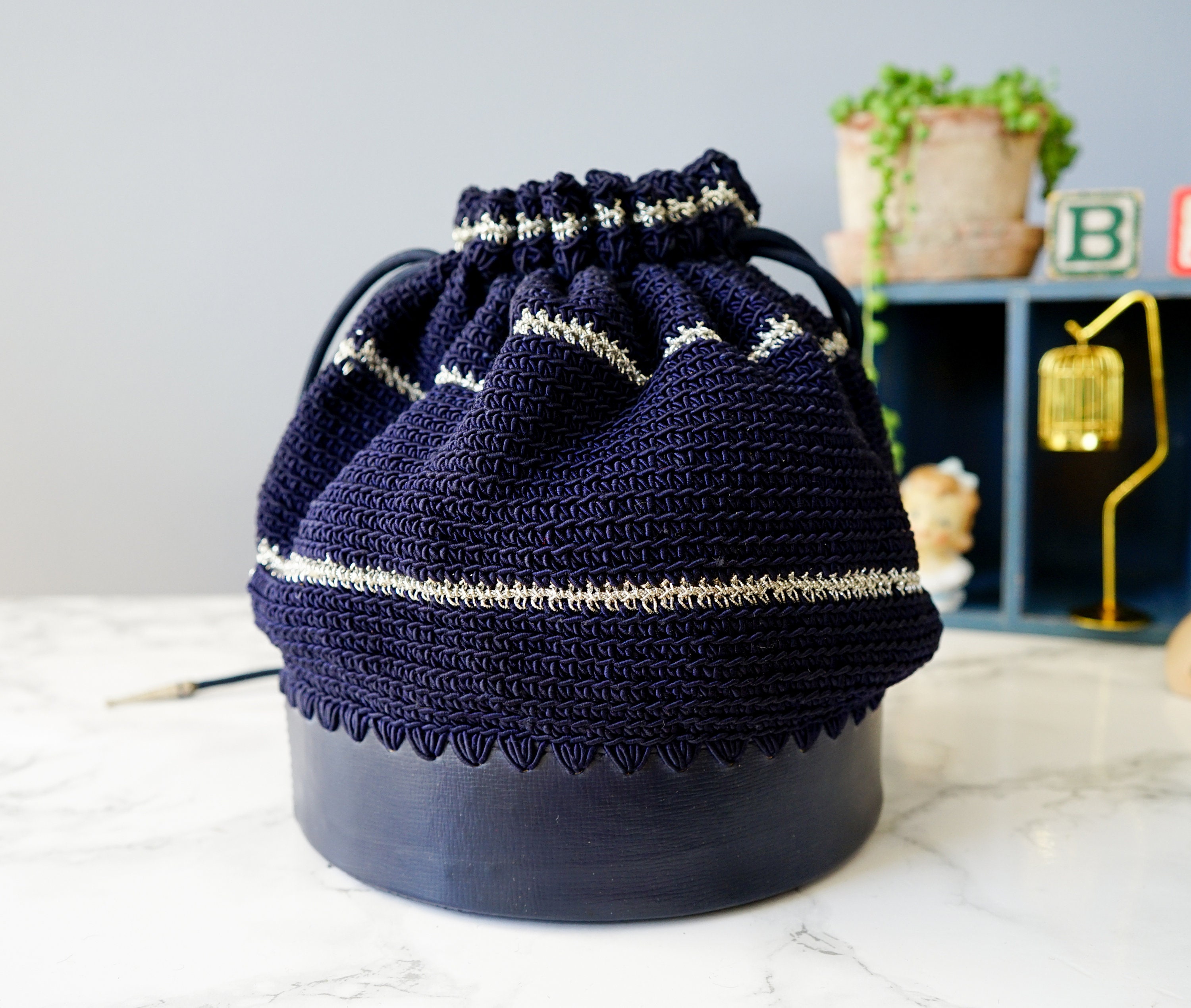 Vintage 1940s Crochet Drawstring Purse/ Vintage Purse/ 1940s Purse ...