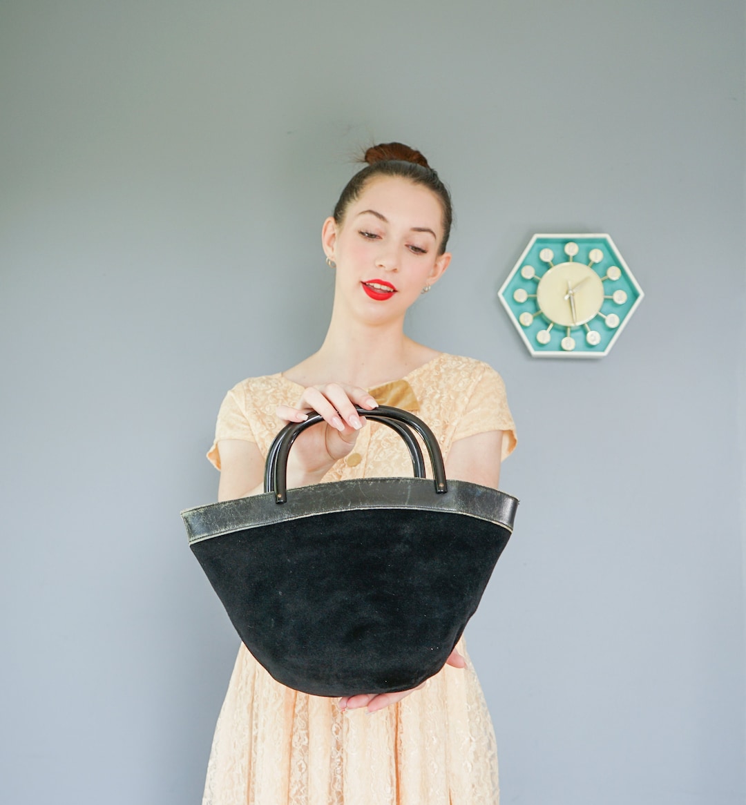 Vintage Leather Tote Bag/ Vintage Purse/ 1940s-1950s Purse/ Vintage ...