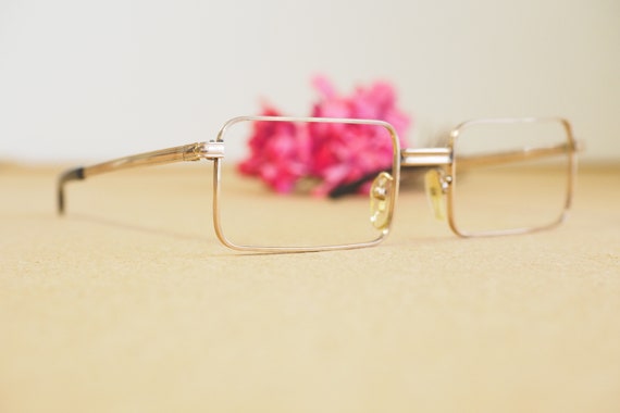 Vintage Eyeglasses 1960s Rectangular shape Gold Tone … - Gem