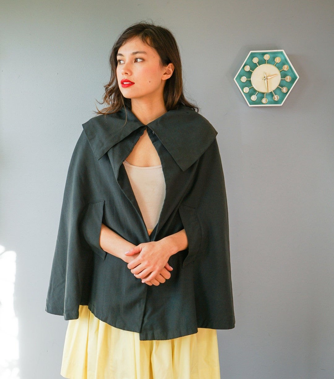 Vintage Women Cape Coat, Vintage Cape, 1950s-60s Cape Coat, Vintage ...