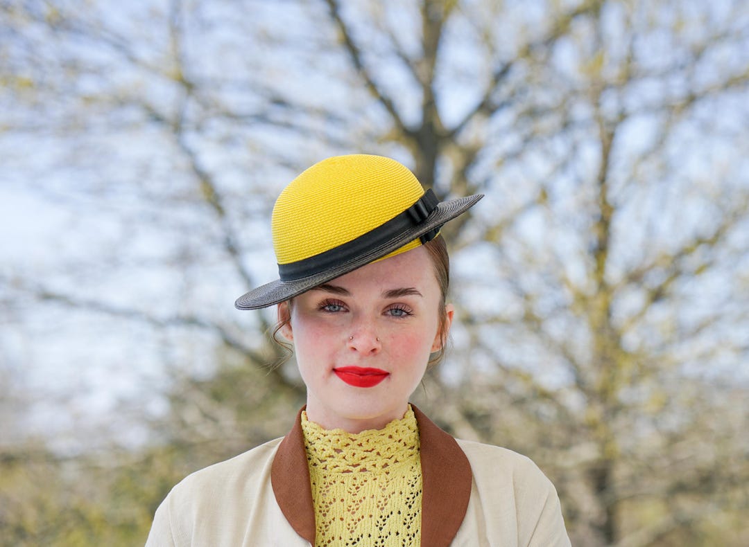 Vintage Straw Tilt Hat, 1960s-70s Hat, Vintage Women Hat, Tea Party Hat ...