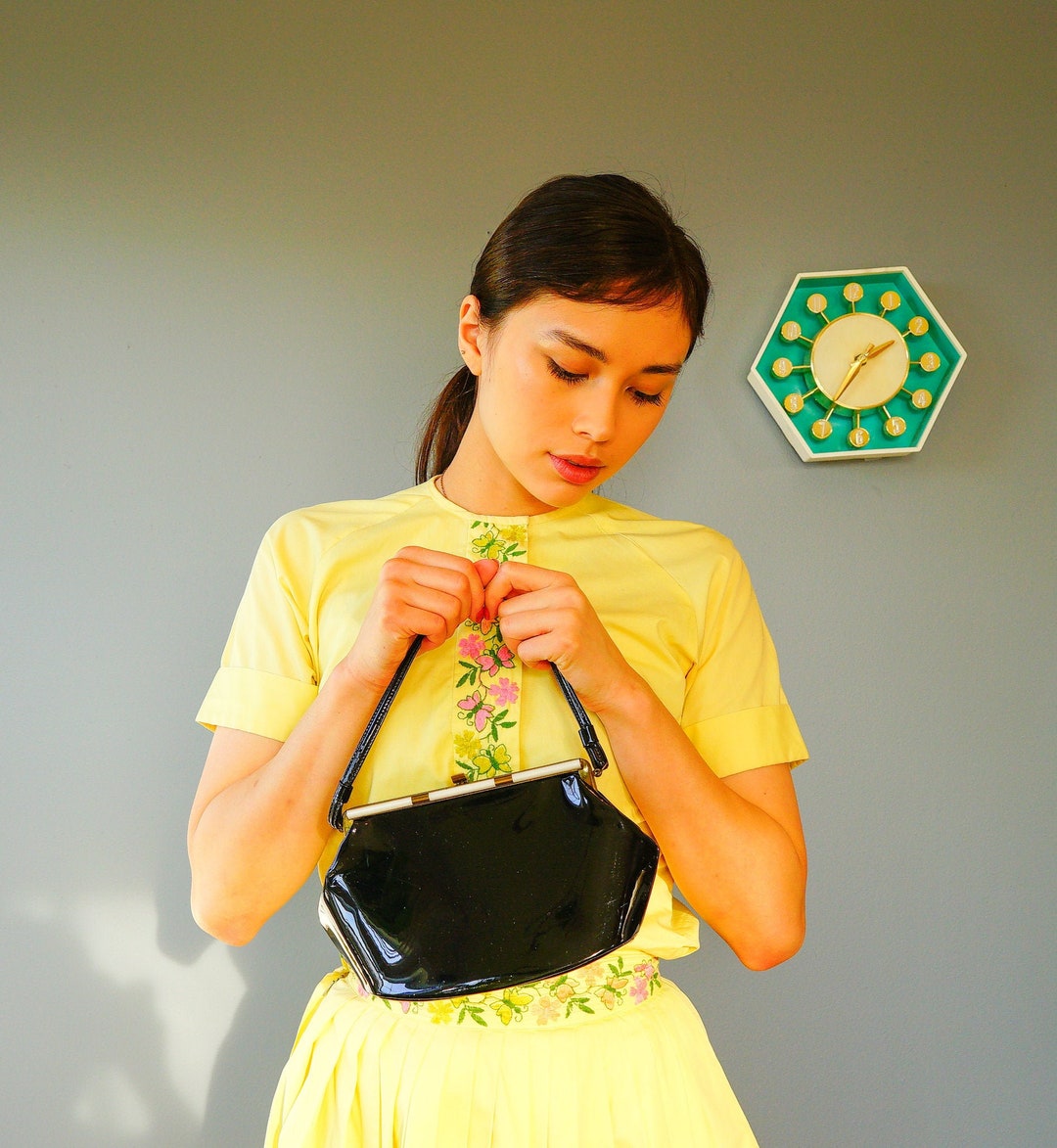 Vintage Patent Leather Frame Purse/ 1950s-60s Purse/ Vintage Handbag ...