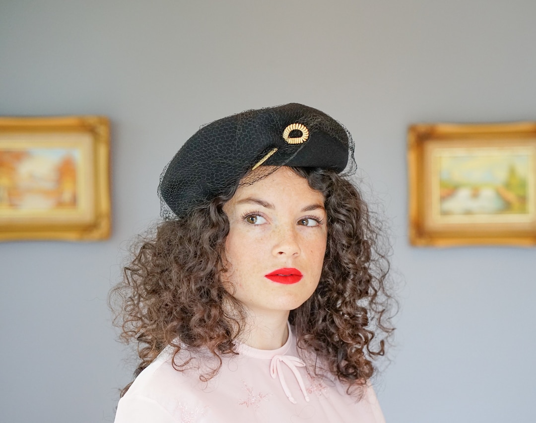 Vintage 1940s Bakelite Wool Tilt Hat, Vintage Half Hat, 1940s-50s Hat ...