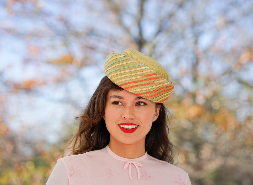 Vintage Straw Breton Hat, Pillbox Hat, 1950s-60s Hat, Vintage Hat ...