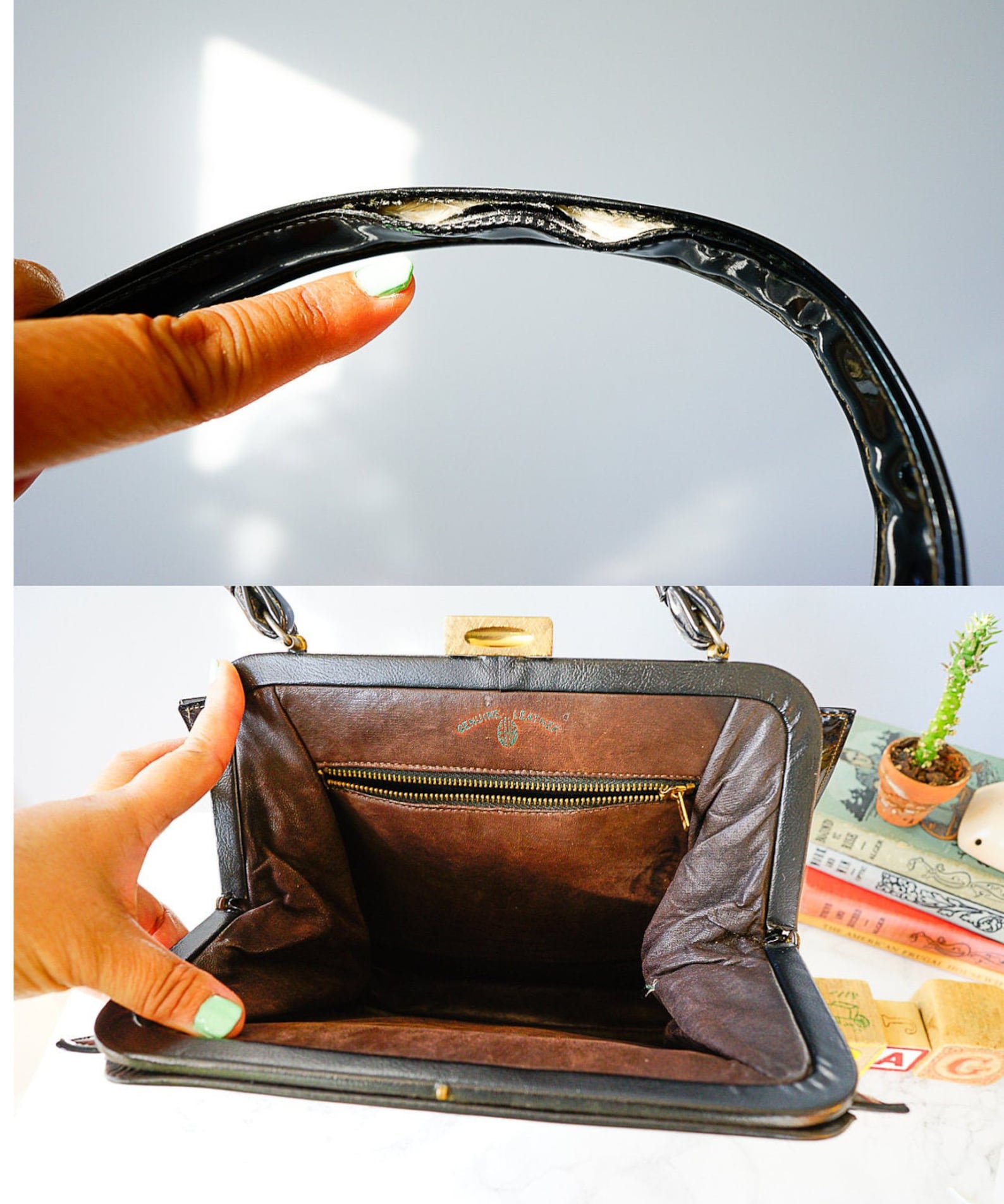 Vintage Patent Leather Frame Purse/ 1950s-60s Purse/ Vintage Handbag ...