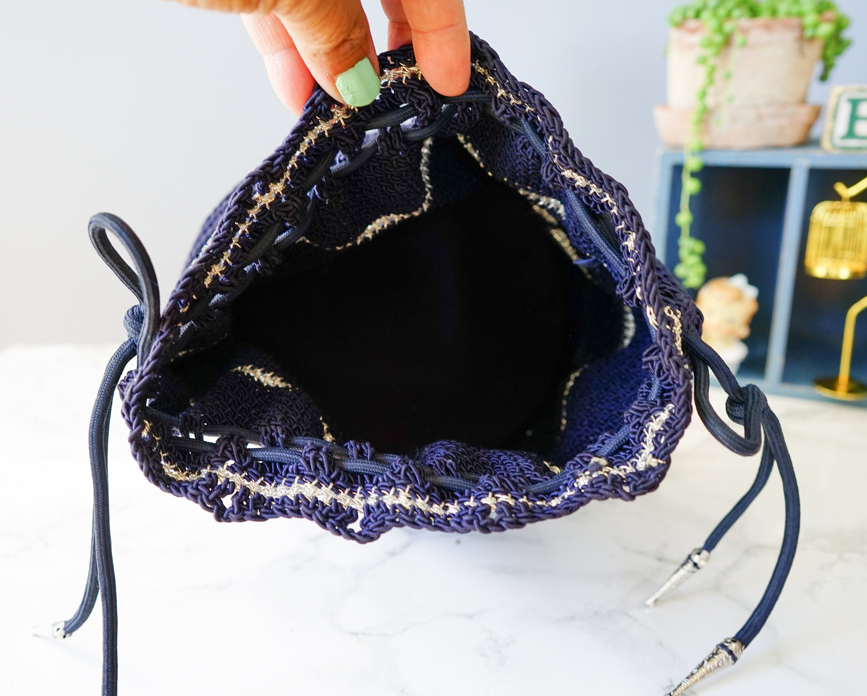 Vintage 1940s Crochet Drawstring Purse/ Vintage Purse/ 1940s Purse ...