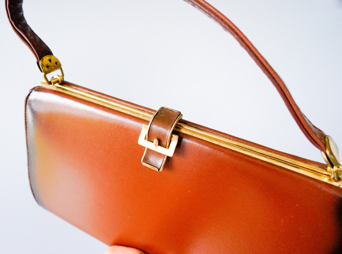 Vintage Faux Leather Framed Purse/ 1950s Purse/ Vintage - Etsy