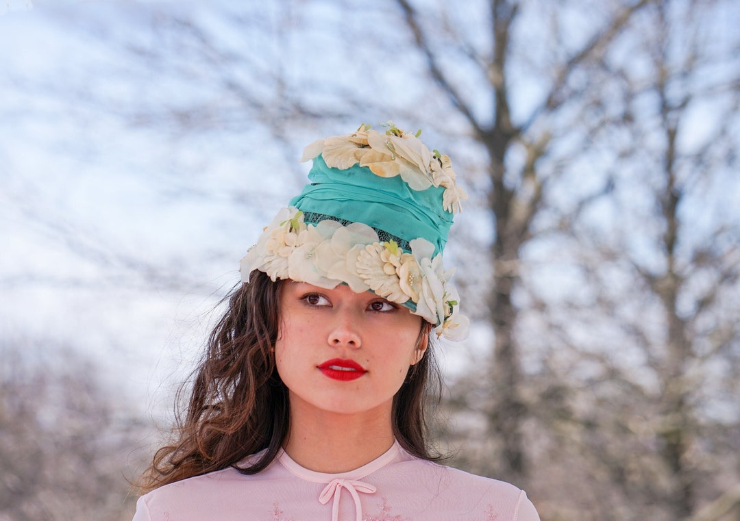 Vintage Floral Cloche Hat, Vintage Hat, 1950s-60s Hat, Wedding Hat, Mod ...