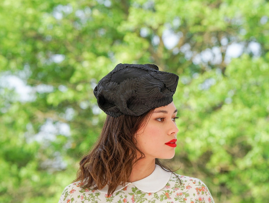 Vintage Straw Half Hat, 1940s 1950s Hat, Vintage Hat, Toque Hat, Women ...