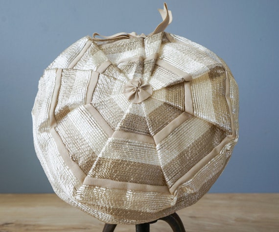 Vintage 1940s Straw Tam Beret Hat, Tilt Hat, 1940s-5… - Gem