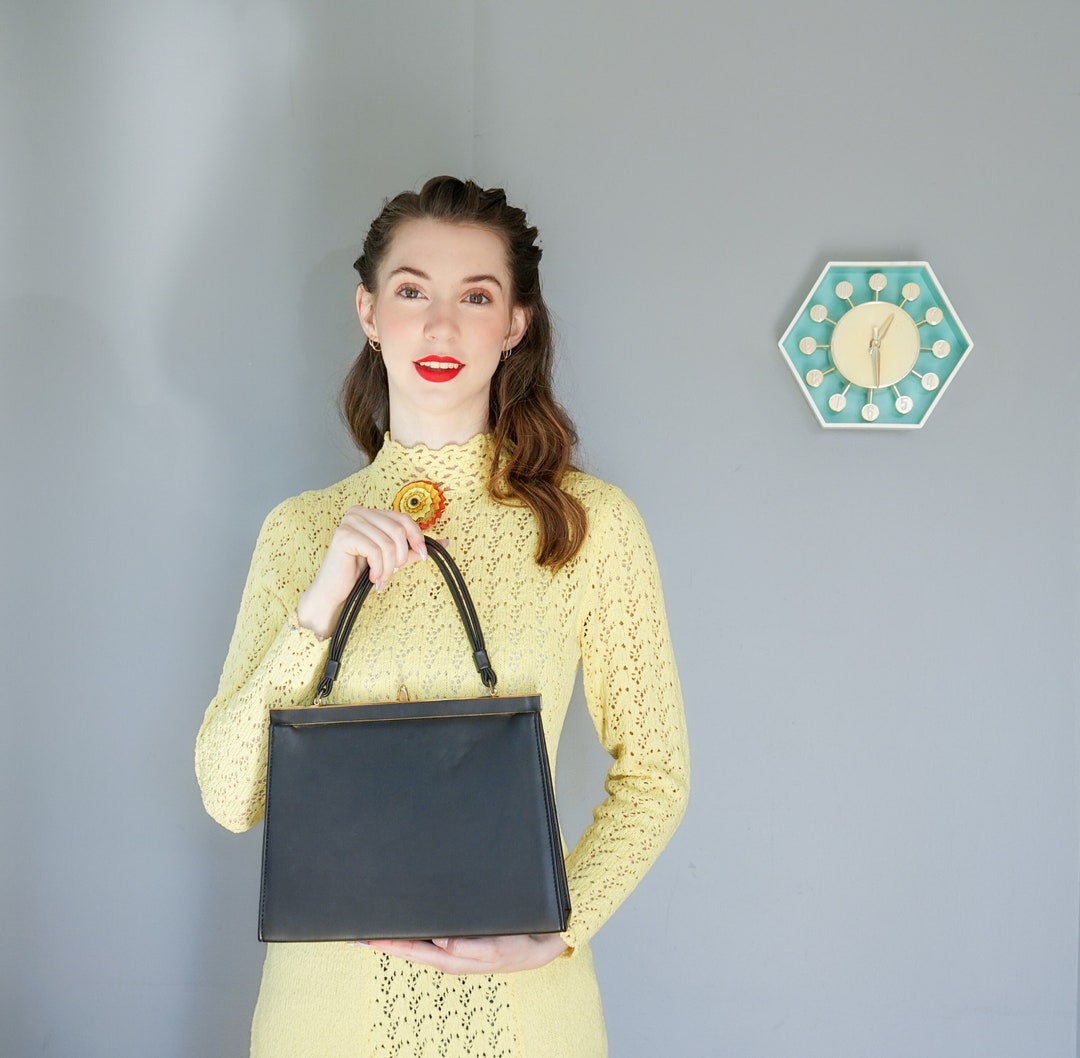 Vintage Faux Leather Framed Purse/ 1950s-60s Purse/ Vintage Purse ...