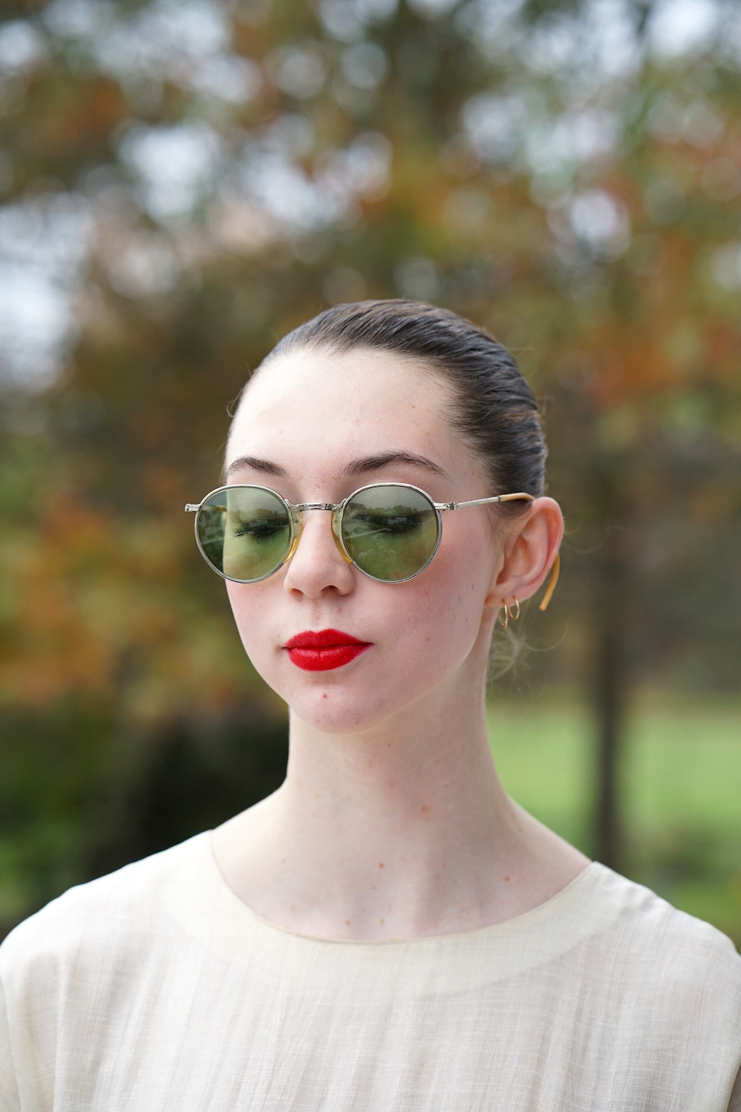 Vintage Eyeglasses 1970's by Cesco Made in USA Safety Glasses All Metal Green Lens/ Retro MCM ...