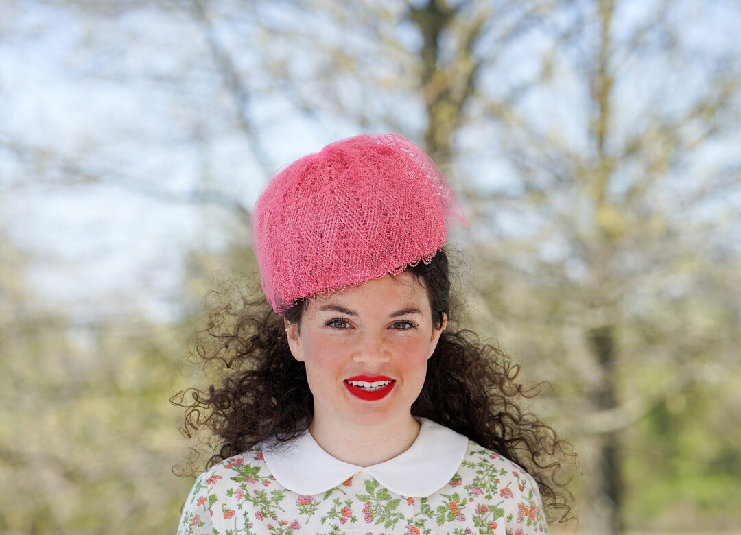 Vintage Straw Veiled Bubble Hat, Pillbox Hat, 1950s-60s Hat, Vintage ...