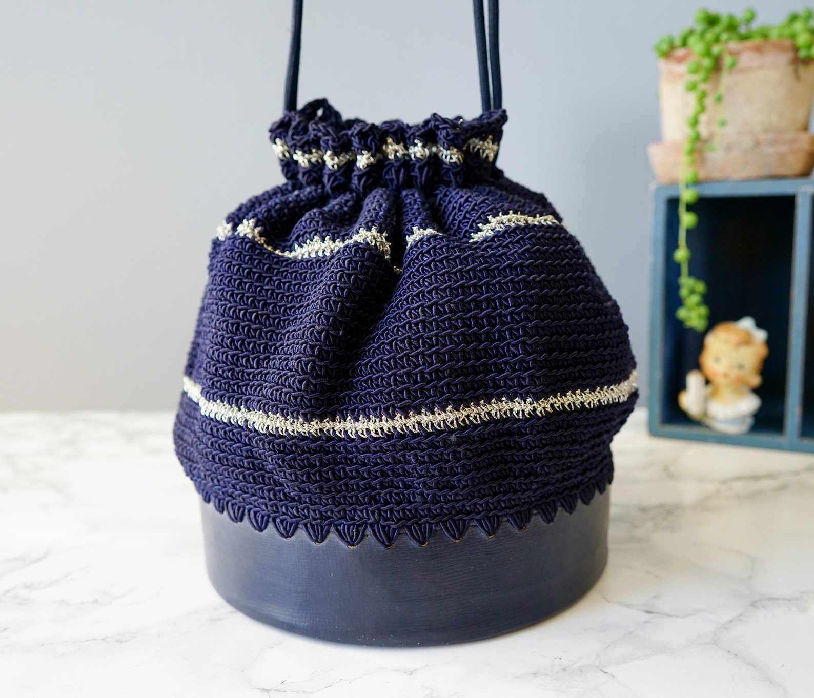 Vintage 1940s Crochet Drawstring Purse/ Vintage Purse/ 1940s Purse ...