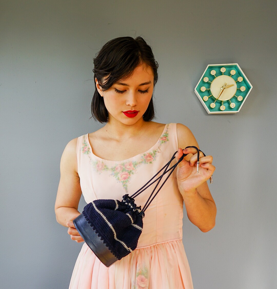 Vintage 1940s Crochet Drawstring Purse/ Vintage Purse/ 1940s Purse ...