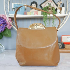 Vintage Leather Purse/ Leather Tote Bag/ 1950s-60s Purse/ Vintage Purse ...