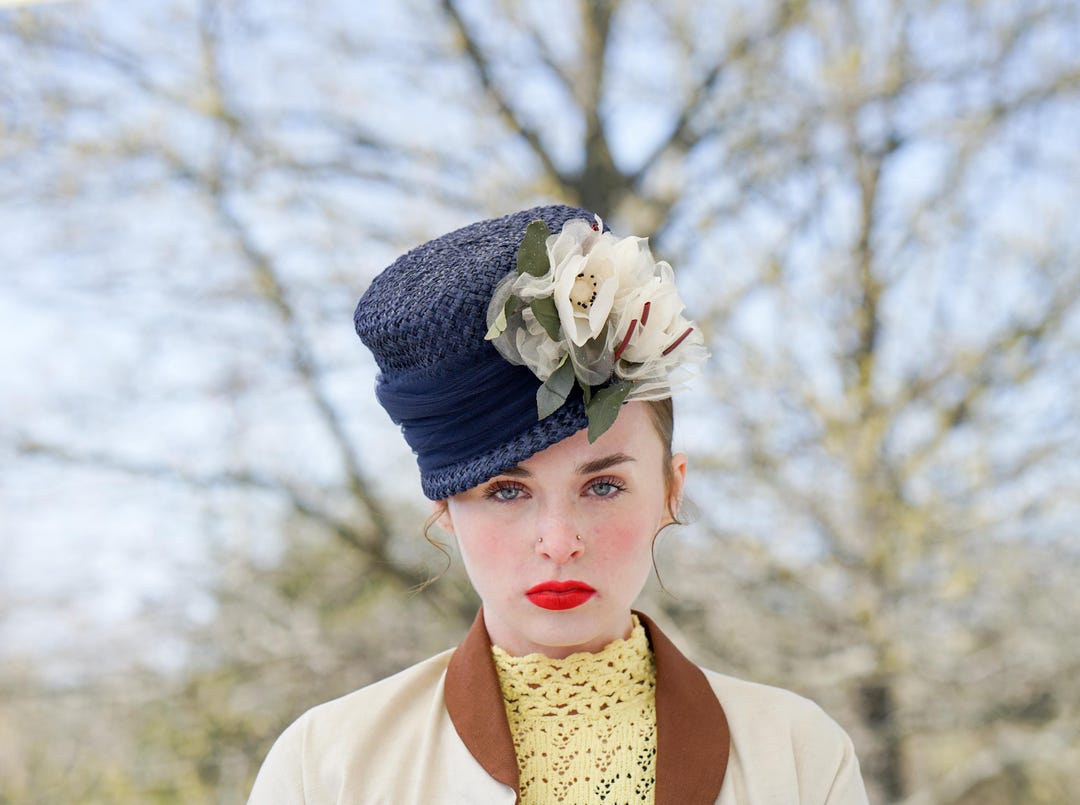 Vintage Floral Cloche Hat, 1950s-60s Hat, Vintage Women Hat, Bucket Hat ...