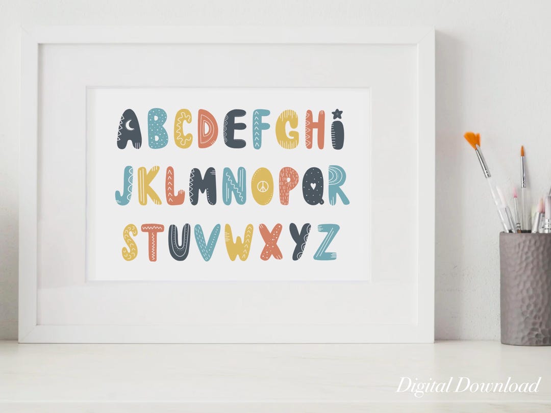 DIGITAL DOWNLOAD - Alphabet Poster, A to Z Print, Abc’s Illustration ...