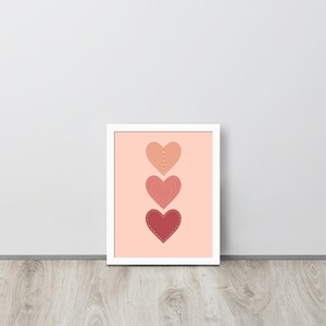 Framed Pink Heart Poster, Love Print, Warm Hearts Illustration, Girl’s ...