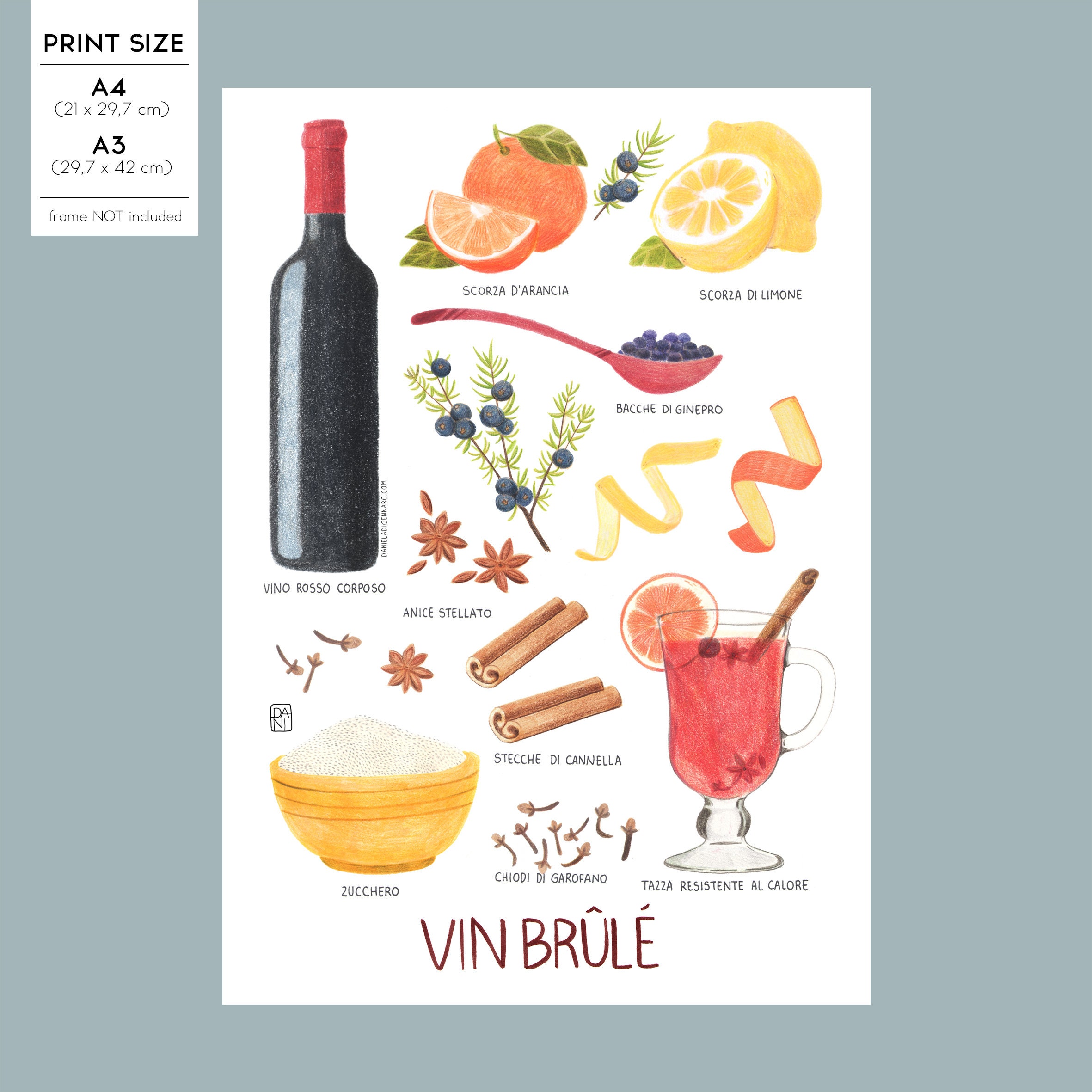 Vin Brulè Wine Print Poster Vin Brulè Mulled Wine Kitchen - Etsy