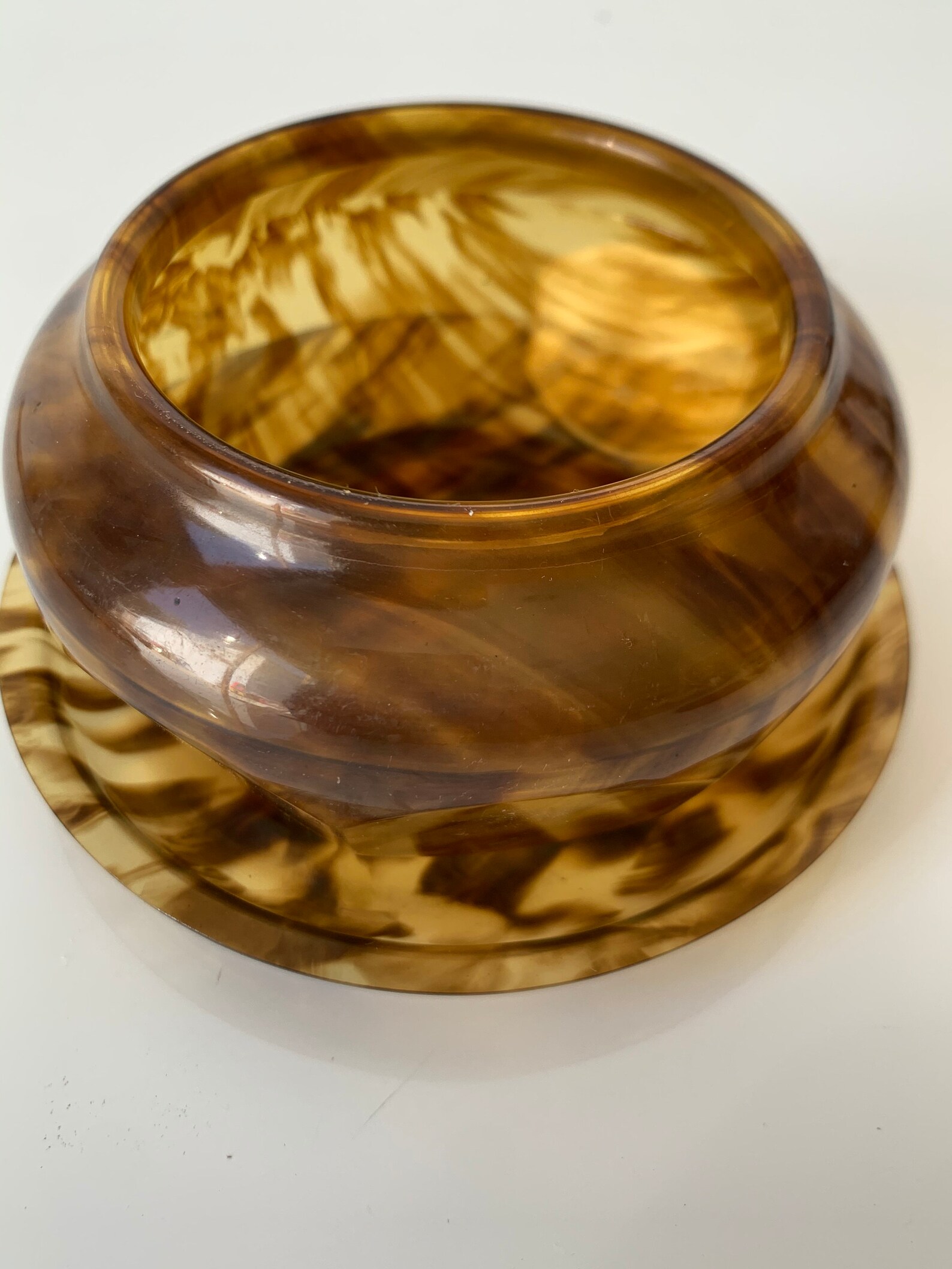 Faux tortoise shell bowl and plate. | Etsy