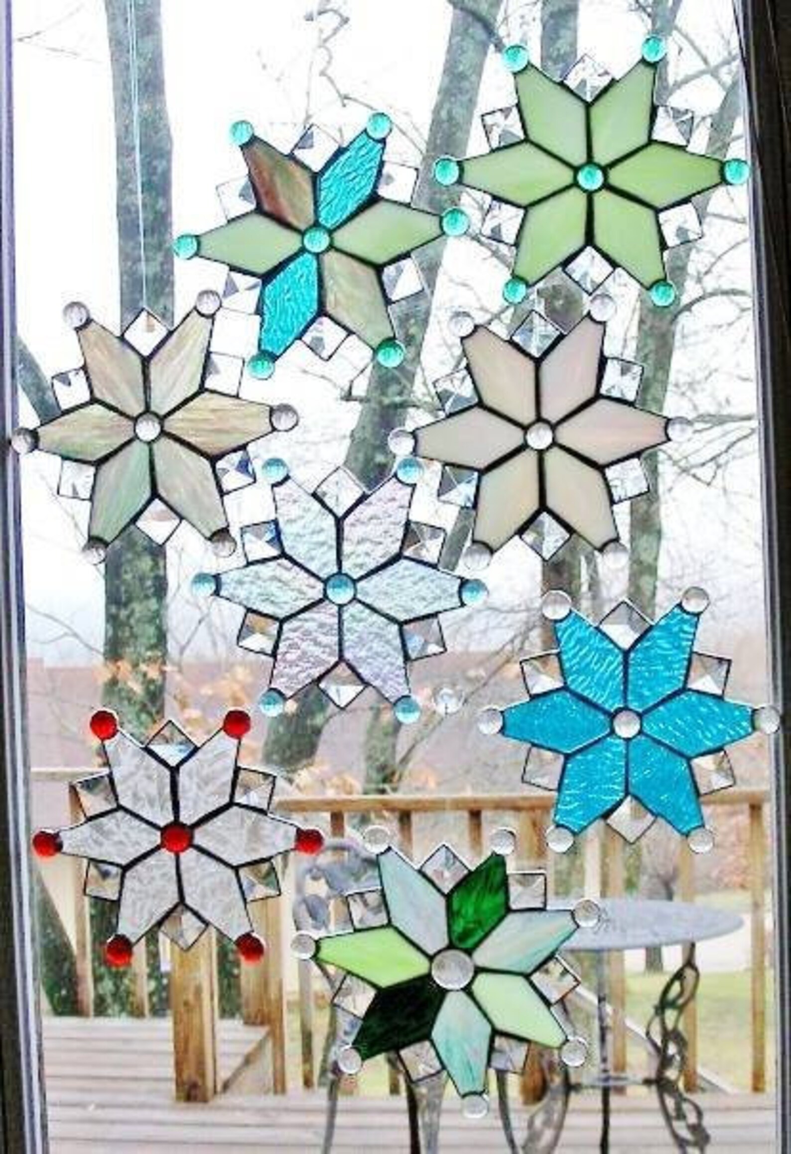 Custom-made Stained Glass Snowflake Winter Holiday Suncatcher | Etsy