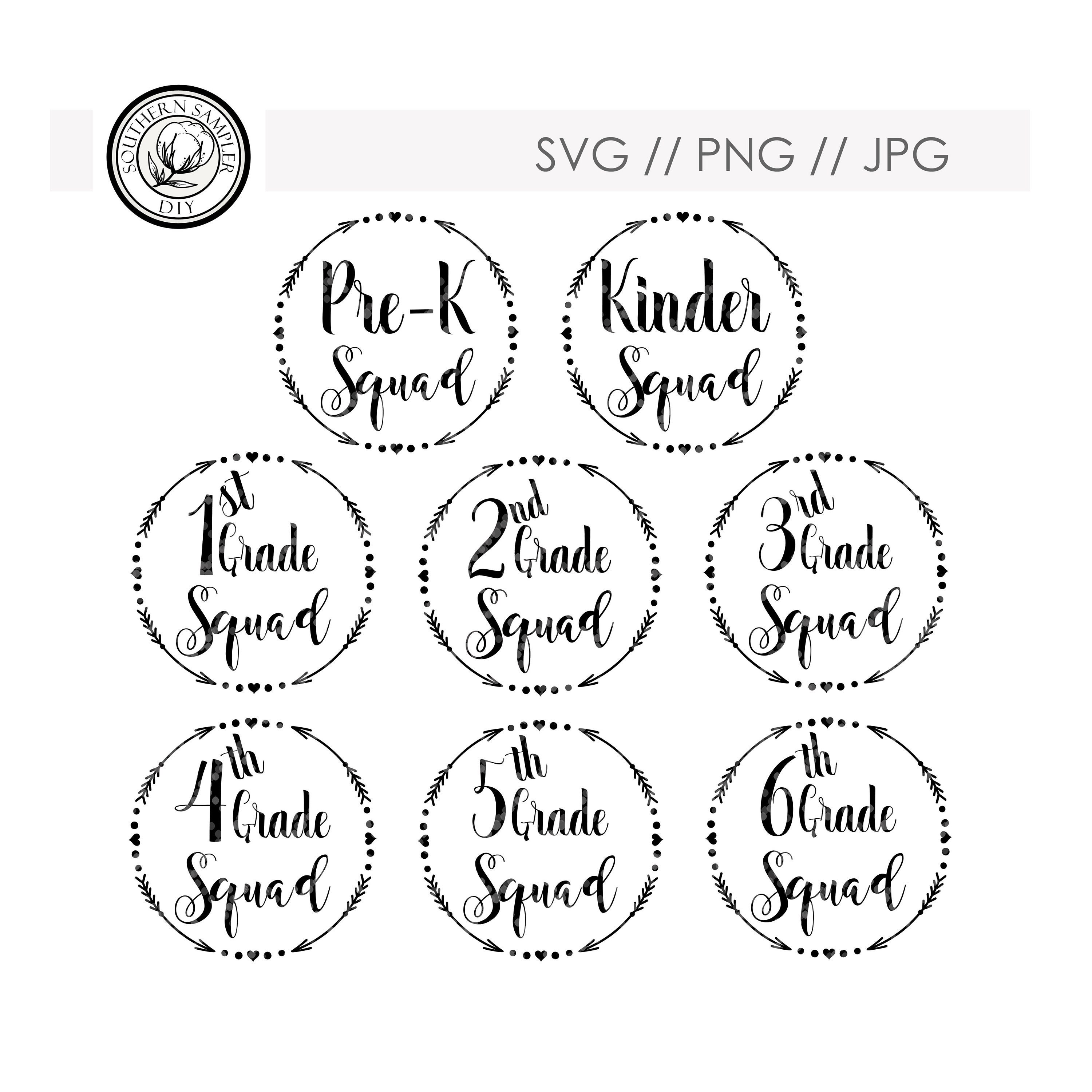 Elementary School Squad PreK K 1st 2nd 3rd 4th 5th 6th Grade | Etsy