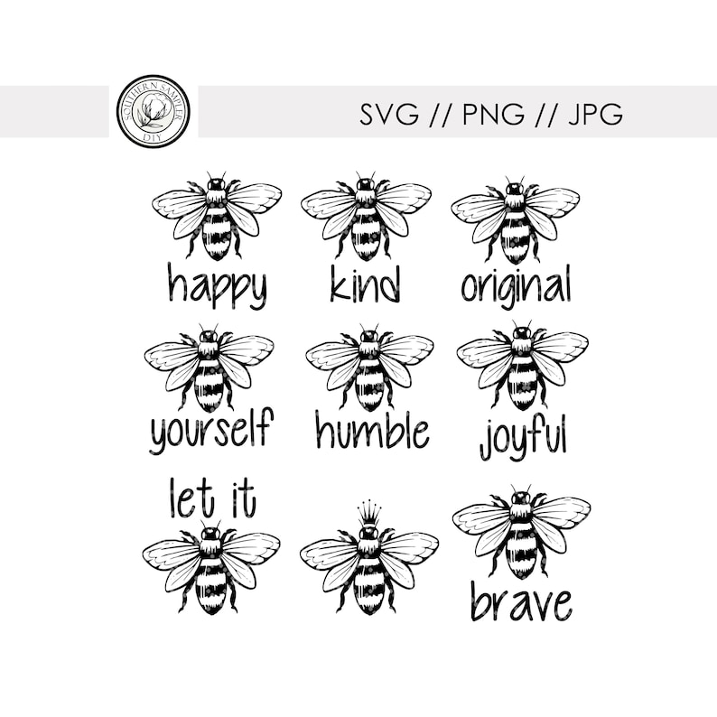 Bee Happy Brave Kind Original Yourself Humble Joyful / Let It - Etsy