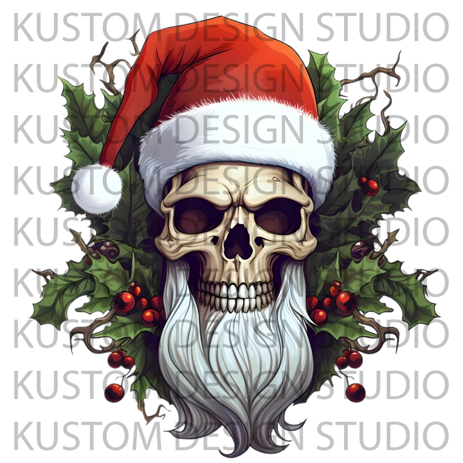 Festive Macabre: Skulls in Santa Hats and Mistletoe Vines - Etsy