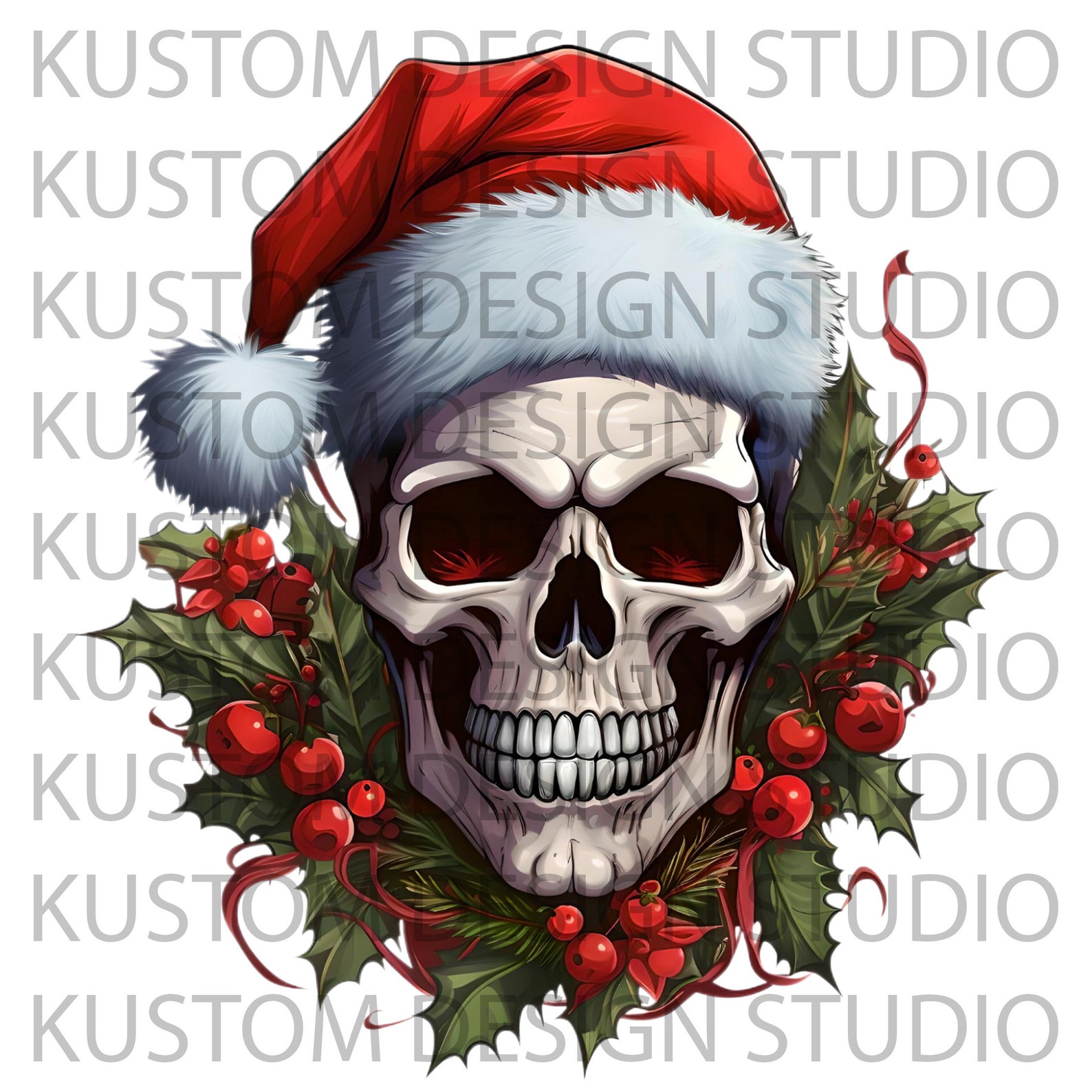 Festive Macabre: Skulls in Santa Hats and Mistletoe Vines - Etsy
