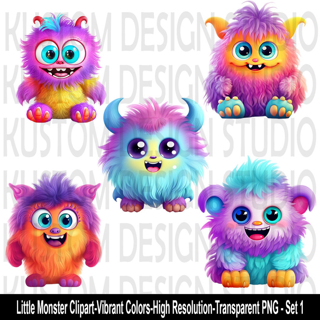 Little Monsters Clipart - High Resolution PNG Files - Vibrant Colors (5 ...