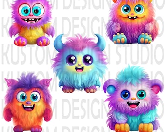 Little Monsters Clipart - High Resolution PNG Files - Vibrant Colors (5 ...